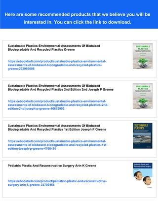 Green Plastics An Introduction To The New Science Of Biodegradable ...