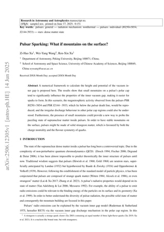 Pulsar Sparking: What if mountains on the surface? | PDF