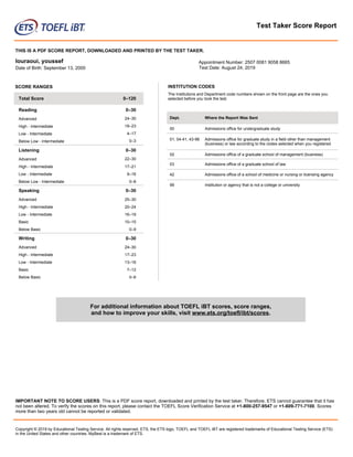 Certificat de TOEFL | PDF