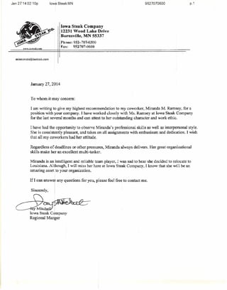 Miranda Letter of Recommendation | PDF