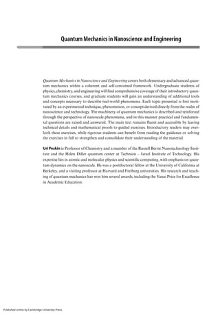 Quantum Mechanics In Nanoscience And Engineering New Uri Peskin | PDF