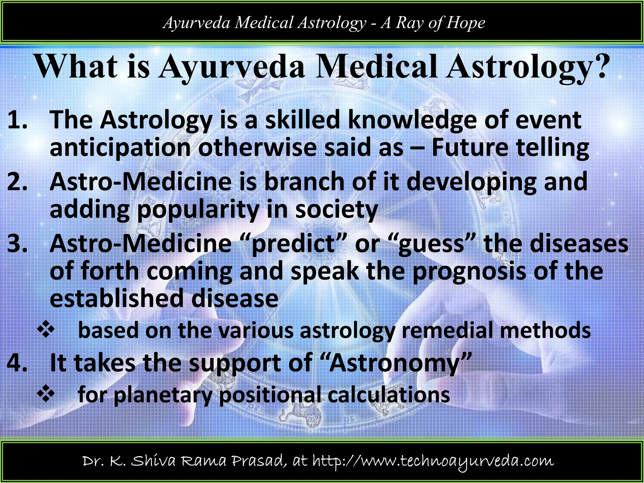 250810 Ayurveda Medical Astrology Ray of Hope | PDF