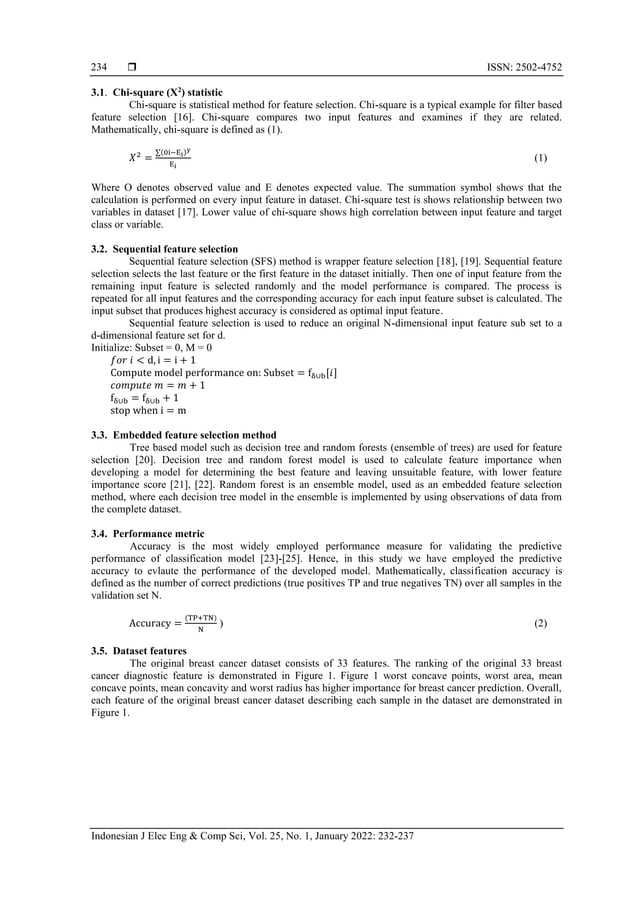 Exploring The Performance Of Feature Selection Method Using Breast Cancer Dataset Pdf 