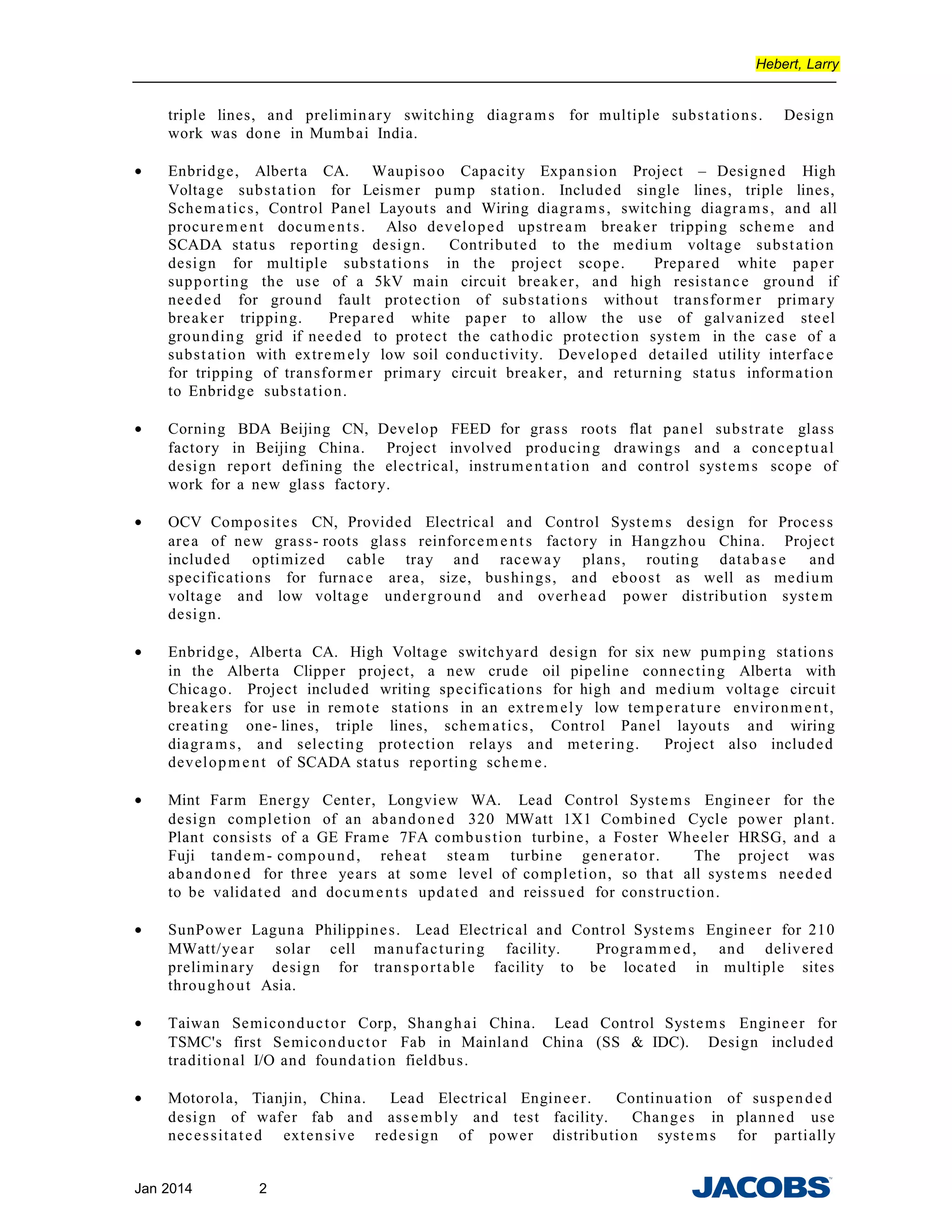 Larry Hebert Resume | DOC | Civil Engineering Industry | Industries