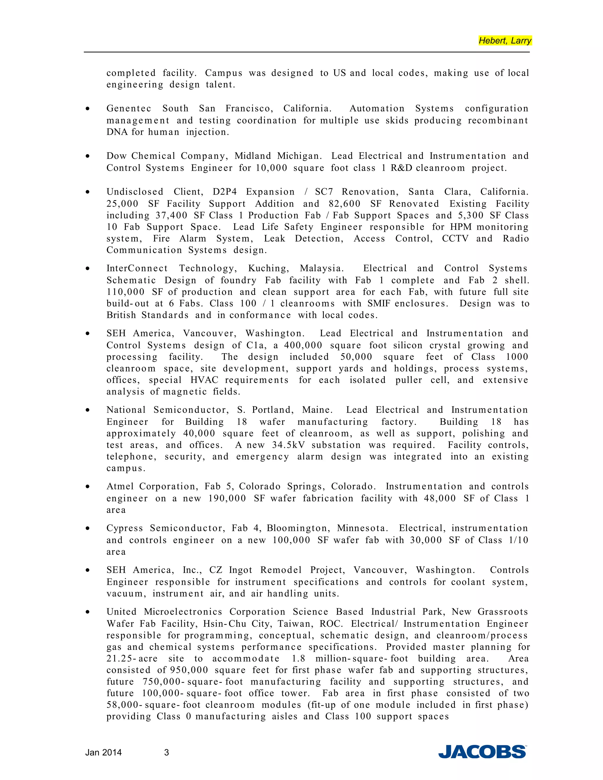 Larry Hebert Resume | DOC | Civil Engineering Industry | Industries