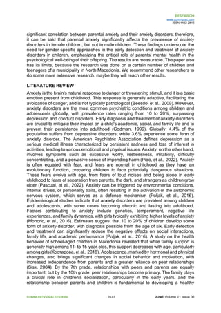 PARENTAL ANXIETY AND CHILD MENTAL HEALTH: GENDER- SPECIFIC IMPACTS ON ANXIETY DISORDERS IN ...