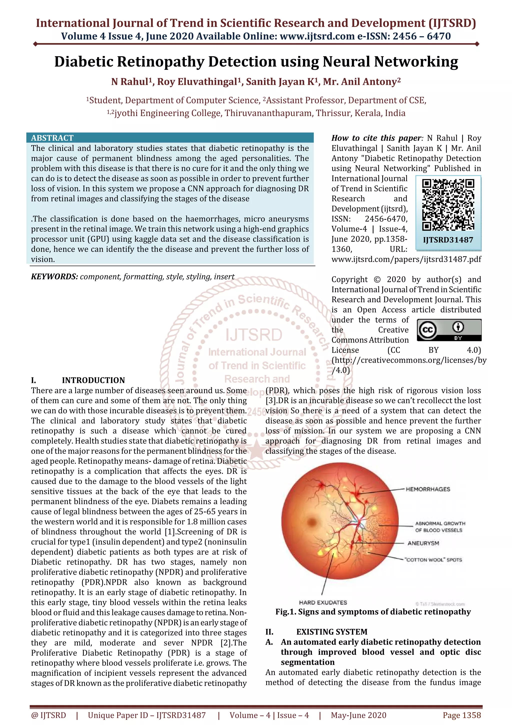 Diabetic Retinopathy Detection Using Neural Networking Pdf