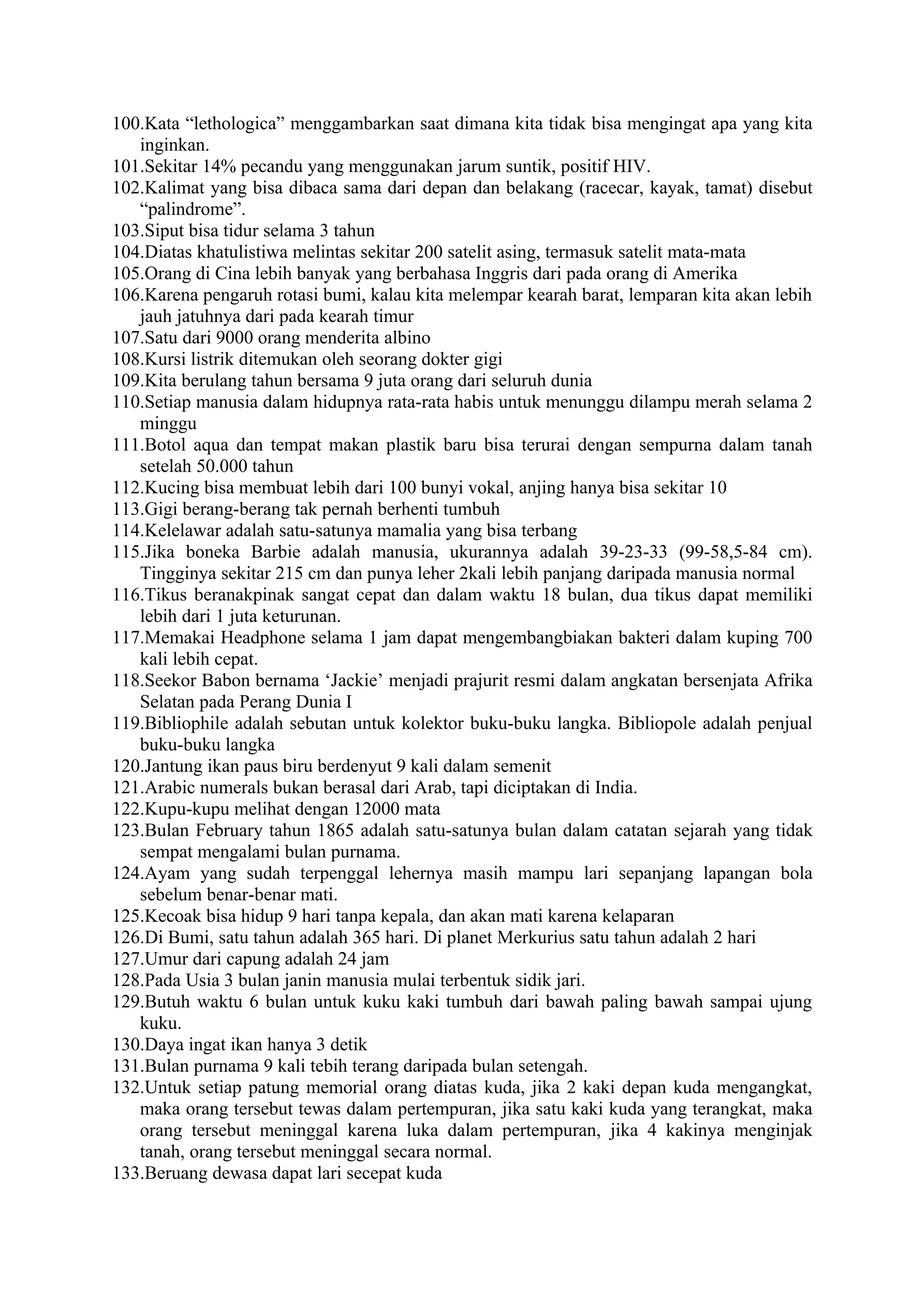 250 fakta fakta unik seputar dunia | DOC