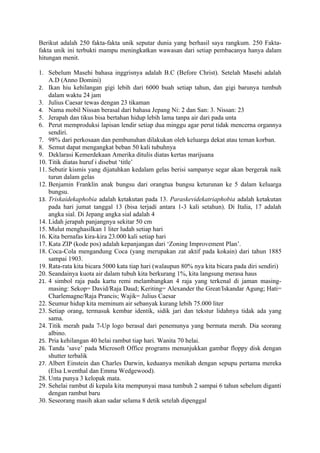 250 fakta fakta unik seputar dunia | DOC