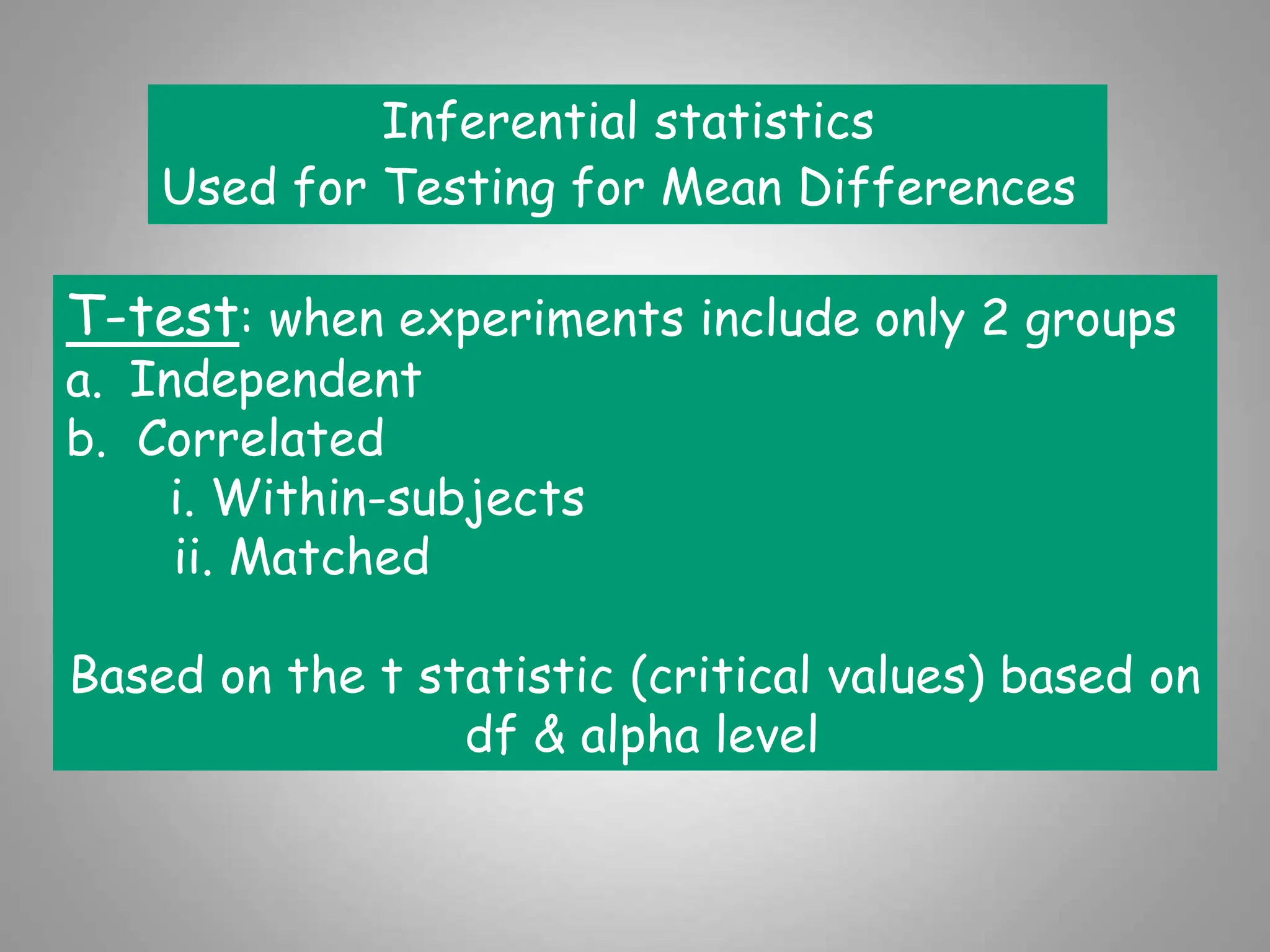 Descriptive And Inferential Statistics for Nursing Research | PPT