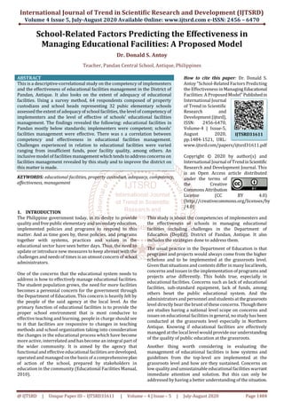 School Related Factors Predicting the Effectiveness in Managing ...
