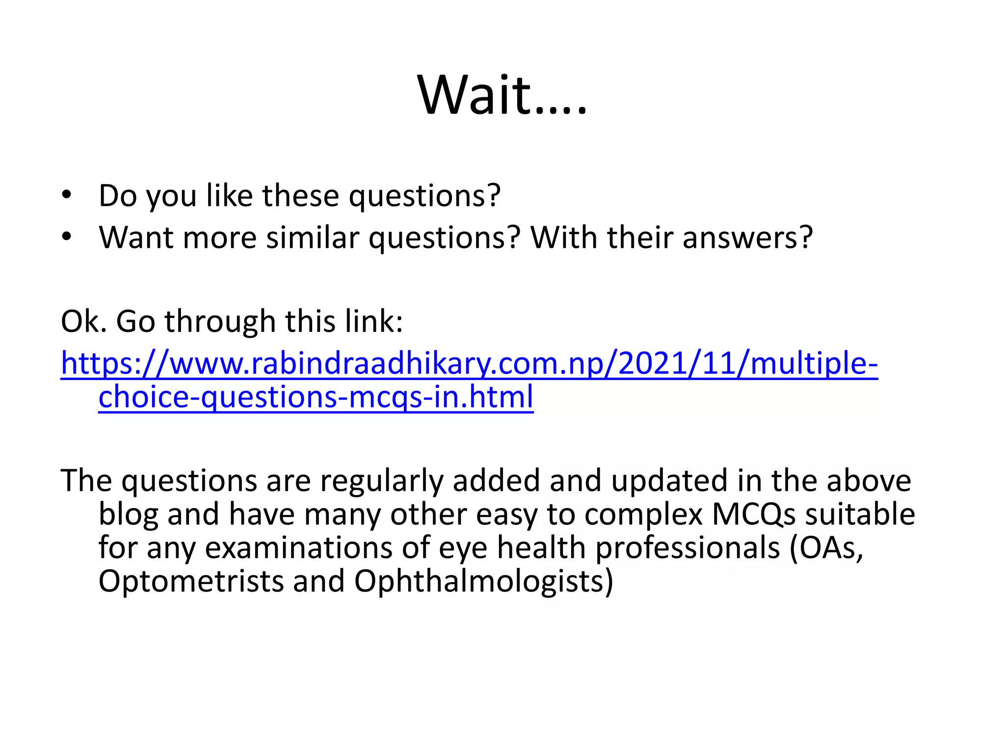 250+ High Frequency MCQs in Optometry and Ophthalmology | PPTX