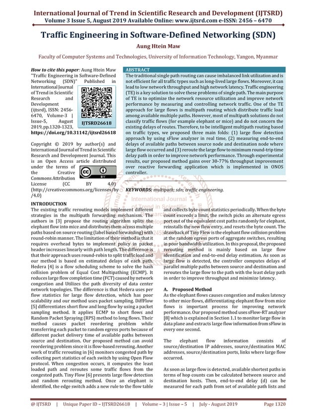 Traffic Engineering in Software Defined Networking SDN | PDF