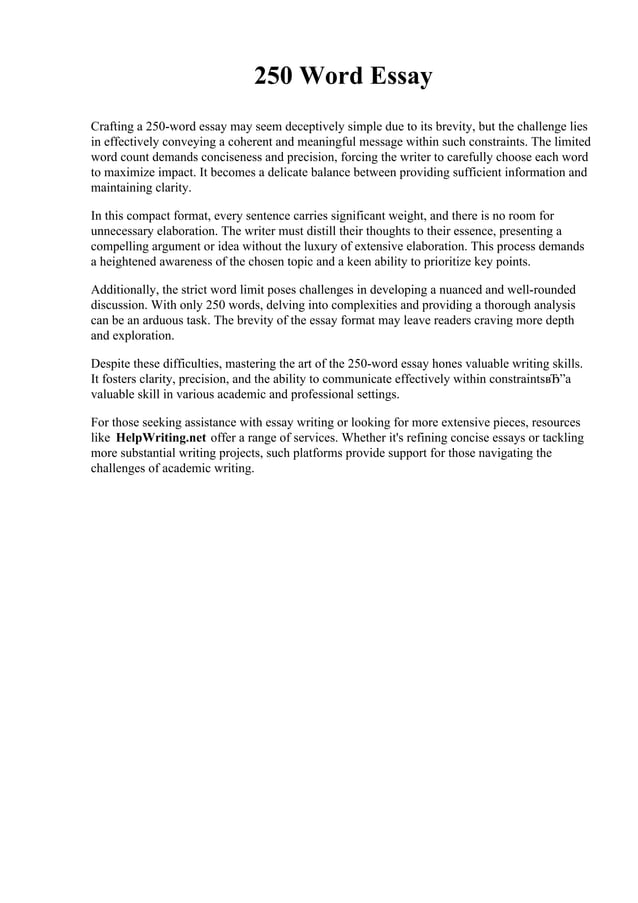 250 Word Essay | PDF | Freelance Writing | Content Production