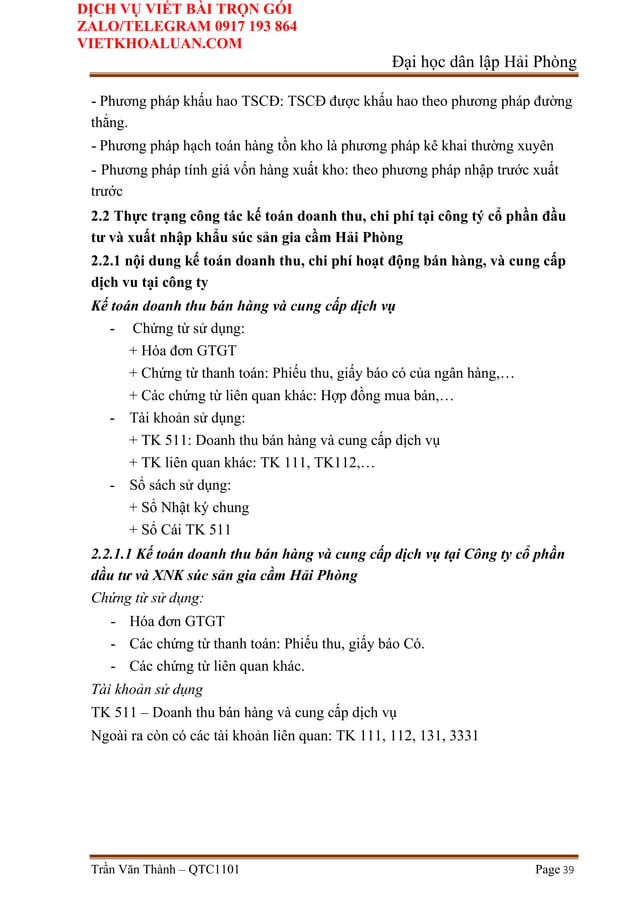 Khóa luận: Doanh thu, chi phí và xác định kết quả kinh doanh công ty xnk | PDF