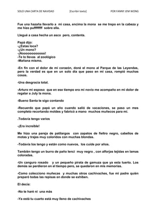 Una Carta De Navidad "Hola Papa Noel" por Fanny Jem Wong | DOC