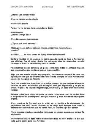Una Carta De Navidad "Hola Papa Noel" por Fanny Jem Wong | DOC