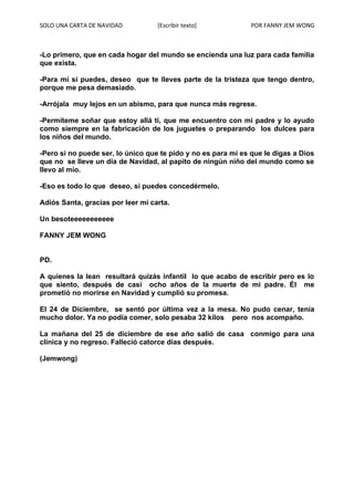 Una Carta De Navidad "Hola Papa Noel" por Fanny Jem Wong | DOC