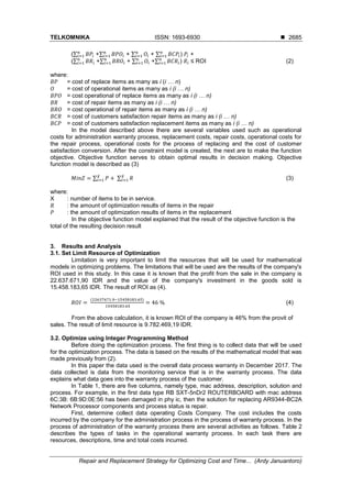 Repair and Replacement Strategy for Optimizing Cost and Time of Warranty Process using Integer ...