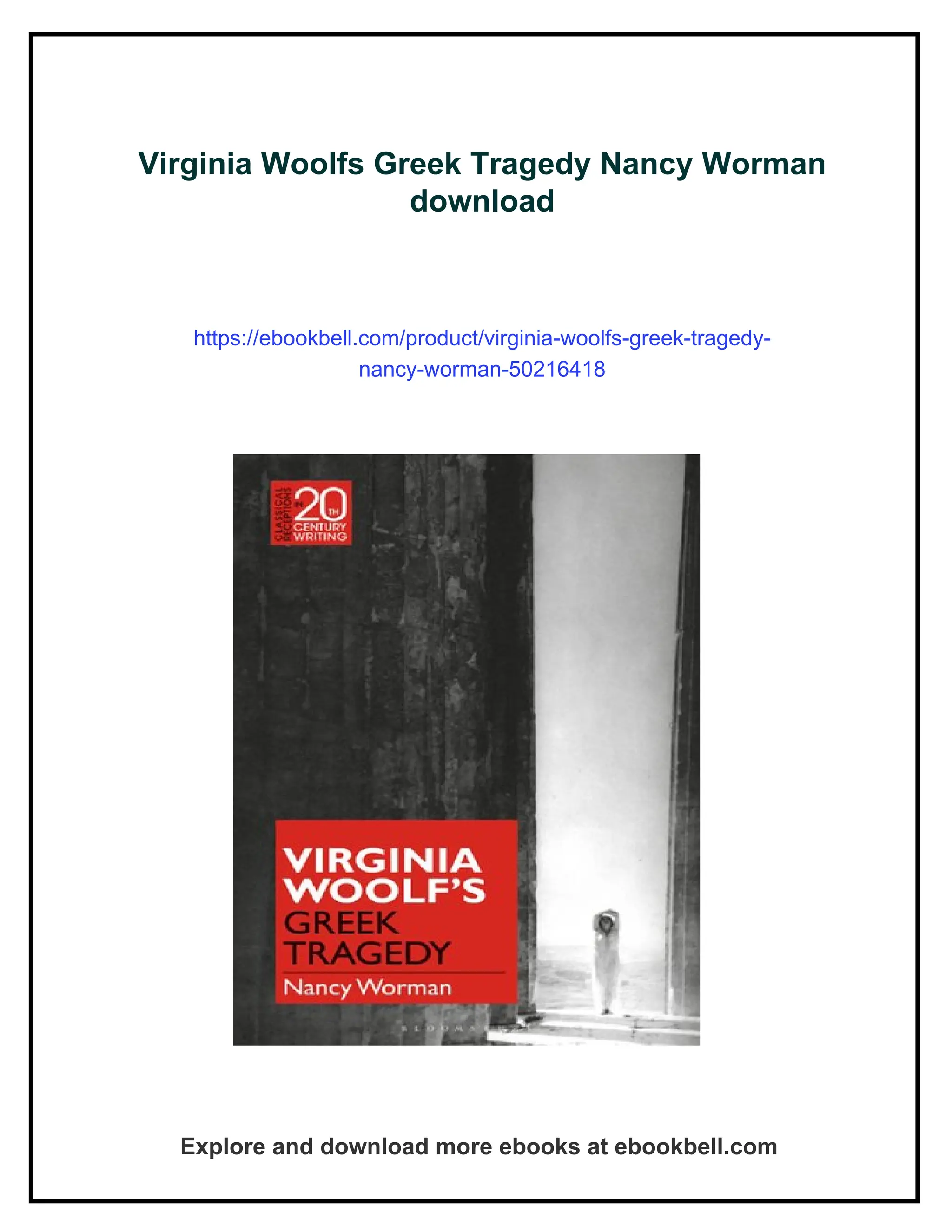 Virginia Woolfs Greek Tragedy Nancy Worman | PDF