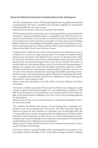 Global Environmental Constitutionalism In The Anthropocene Louis J Kotz ...