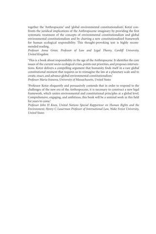 Global Environmental Constitutionalism In The Anthropocene Louis J Kotz ...