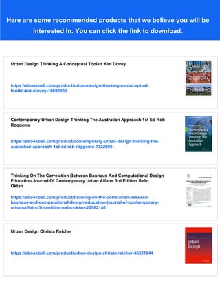 Urban Design Thinking A Conceptual Toolkit Kim Dovey | PDF
