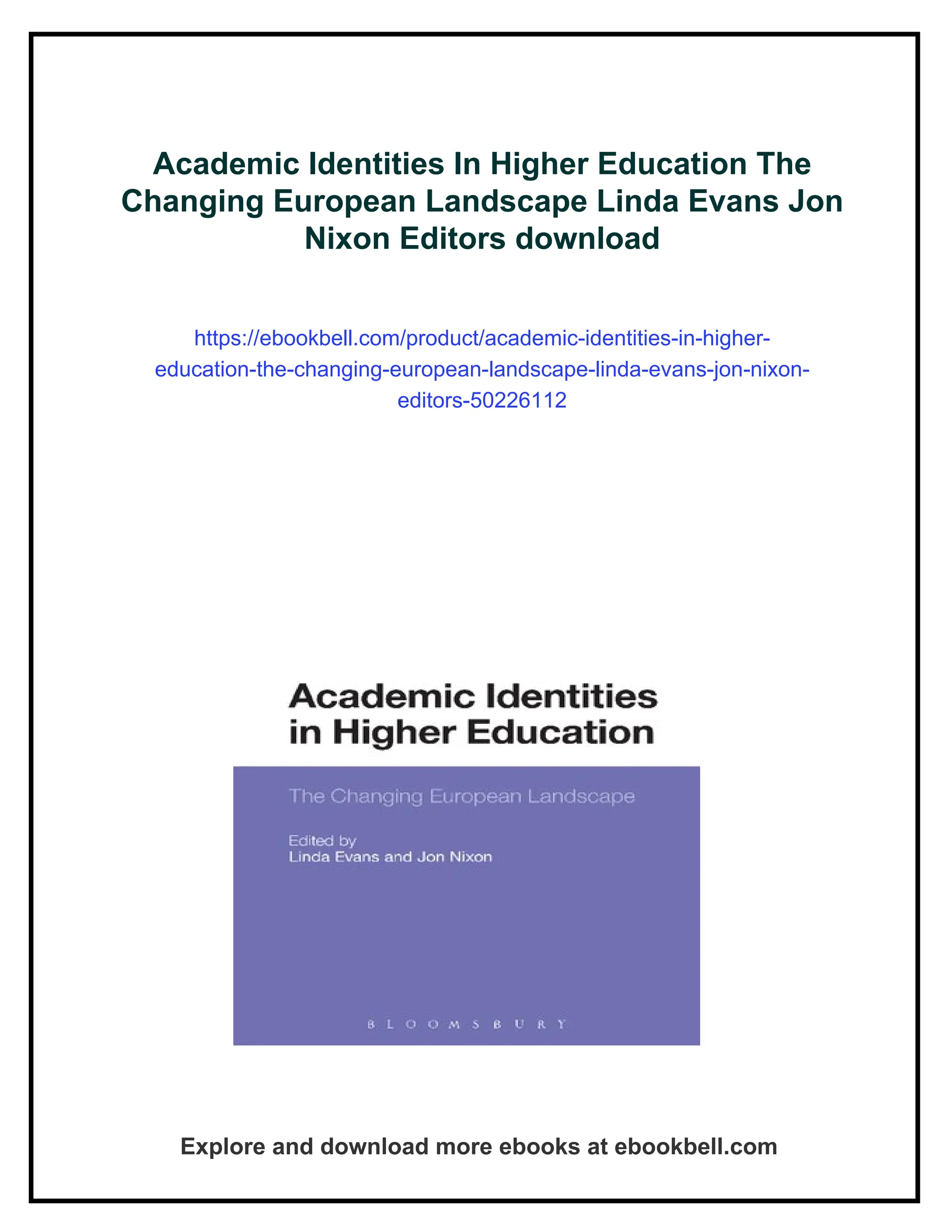 Academic Identities In Higher Education The Changing European Landscape ...