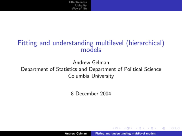 Fitting and understanding Multilevel Models-Andrew Gelman | PPT