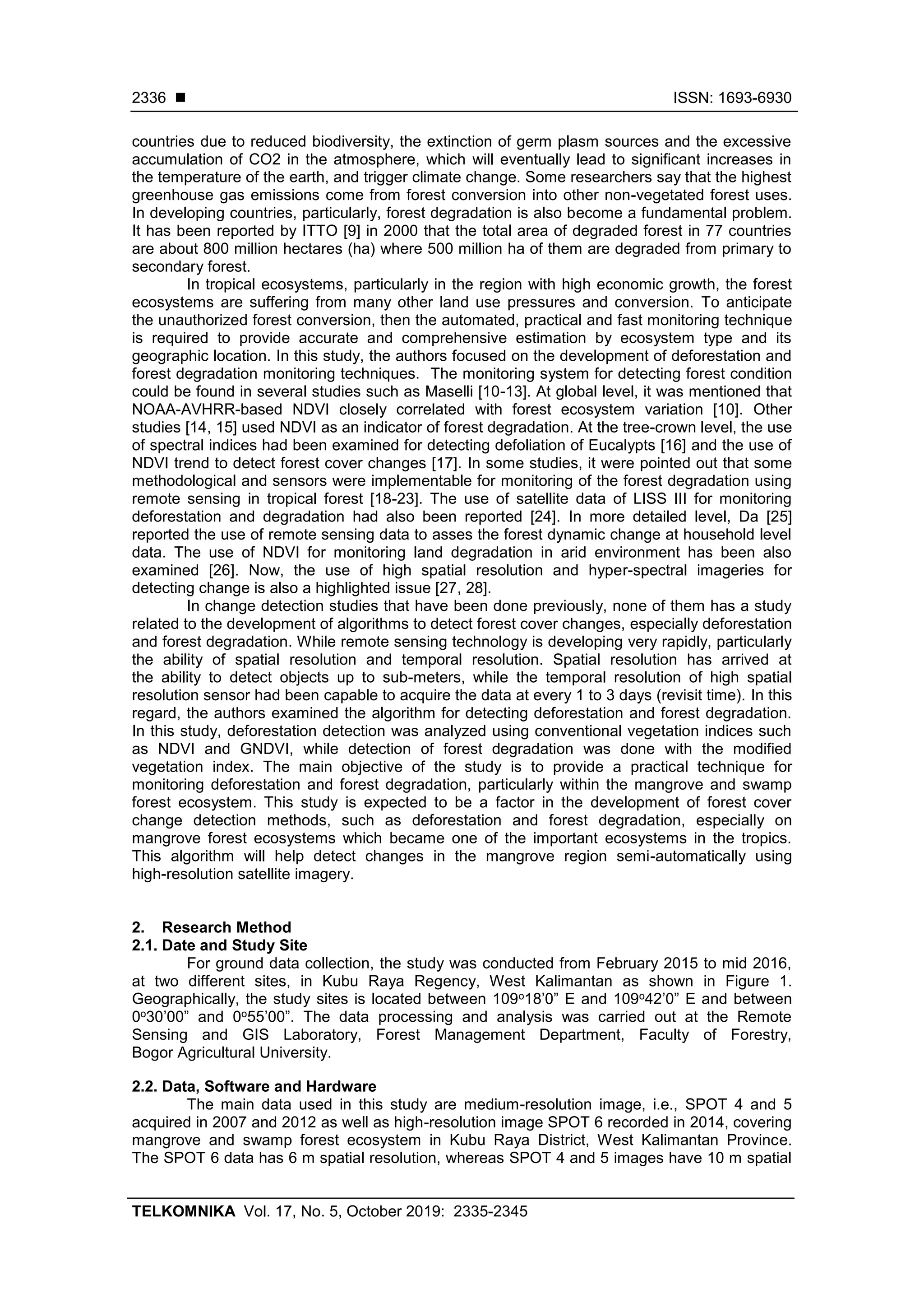 Algorithm For Detecting Deforestation And Forest Degradation Using