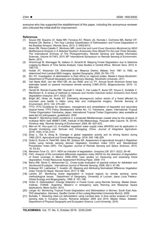Algorithm for detecting deforestation and forest degradation using vegetation indices | PDF