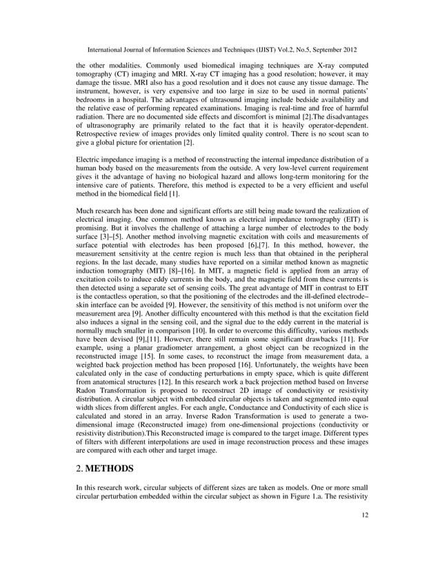 Implementation of Radon Transformation for Electrical Impedance Tomography (EIT) | PDF