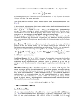 INFORMATION THEORY BASED ANALYSIS FOR UNDERSTANDING THE REGULATION OF HLA GENE EXPRESSION IN ...