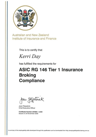 ANZIIF Certificate - Tier 1 | PDF