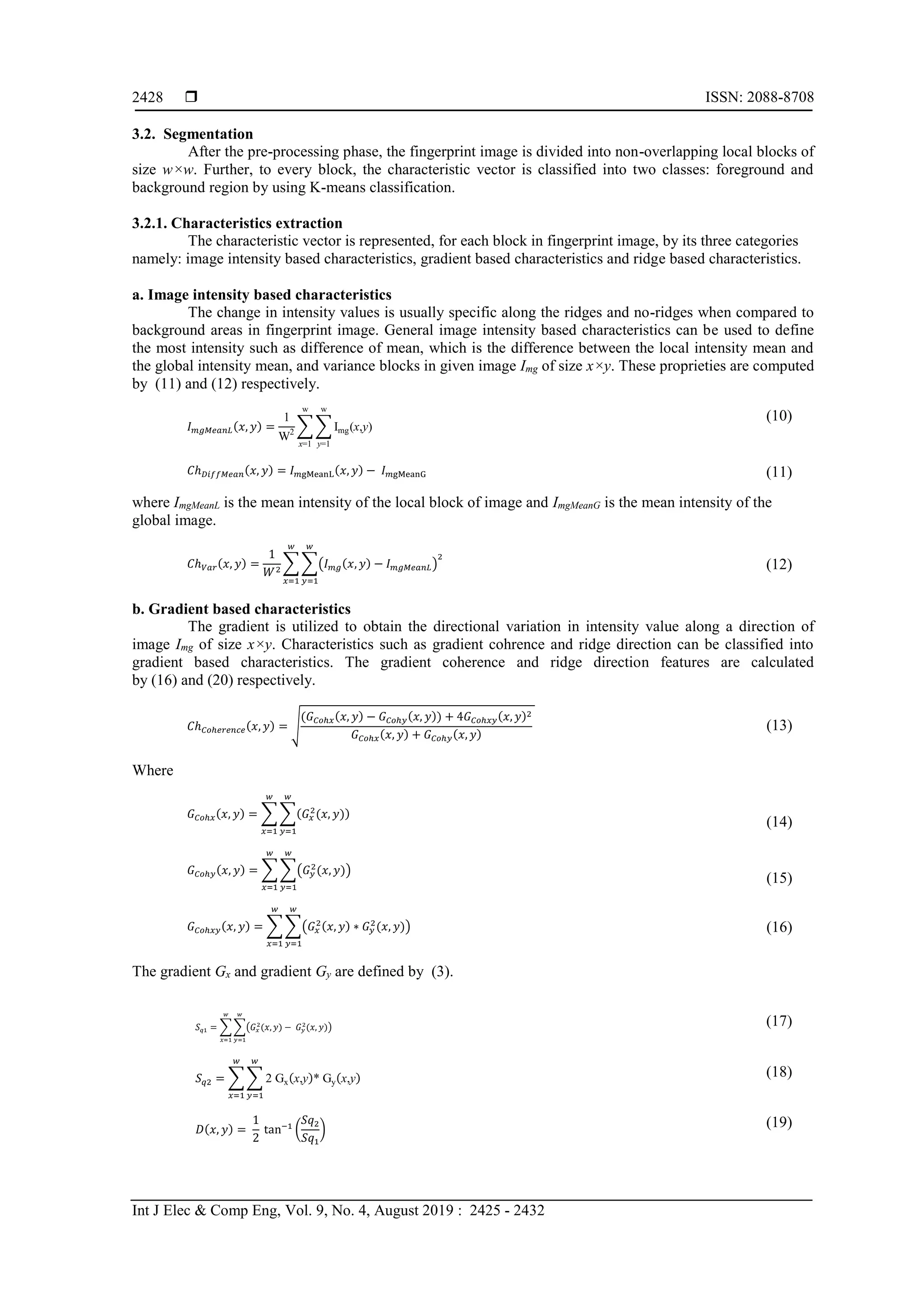 Improving Of Fingerprint Segmentation Images Based On K Means And Dbscan Clustering Pdf