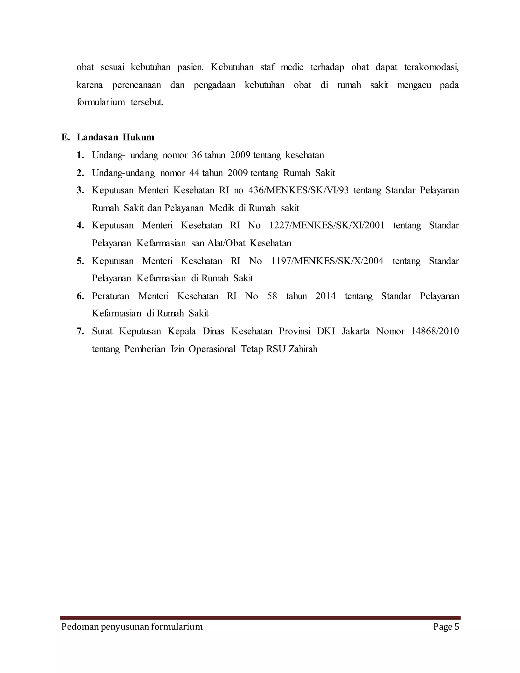 Pedoman Penyusunan Formularium Rs Docx