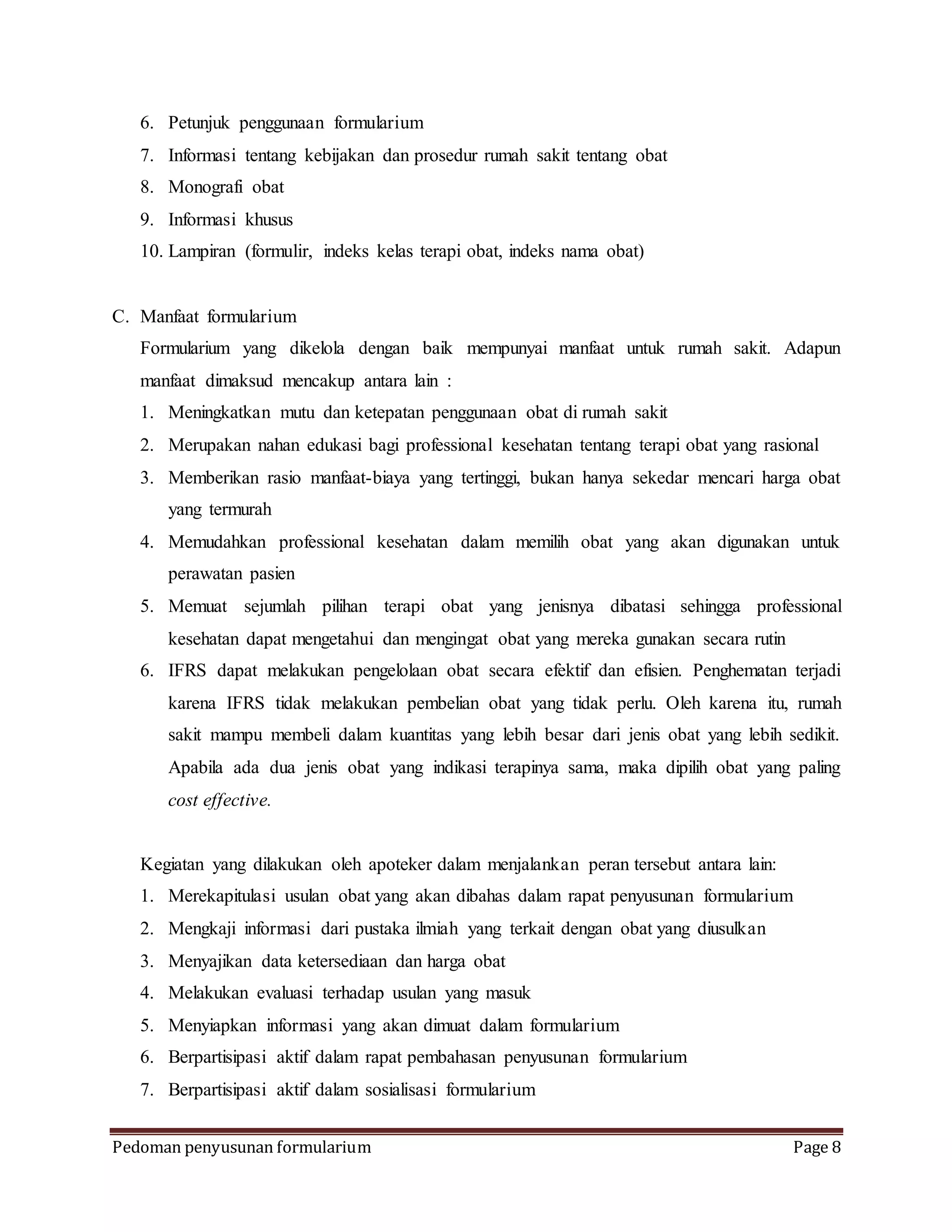 Pedoman Penyusunan Formularium Rs Docx