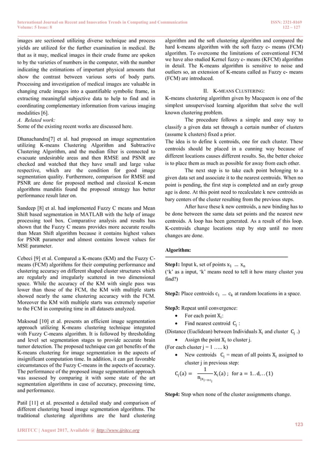 Illustration of Medical Image Segmentation based on Clustering Algorithms | PDF