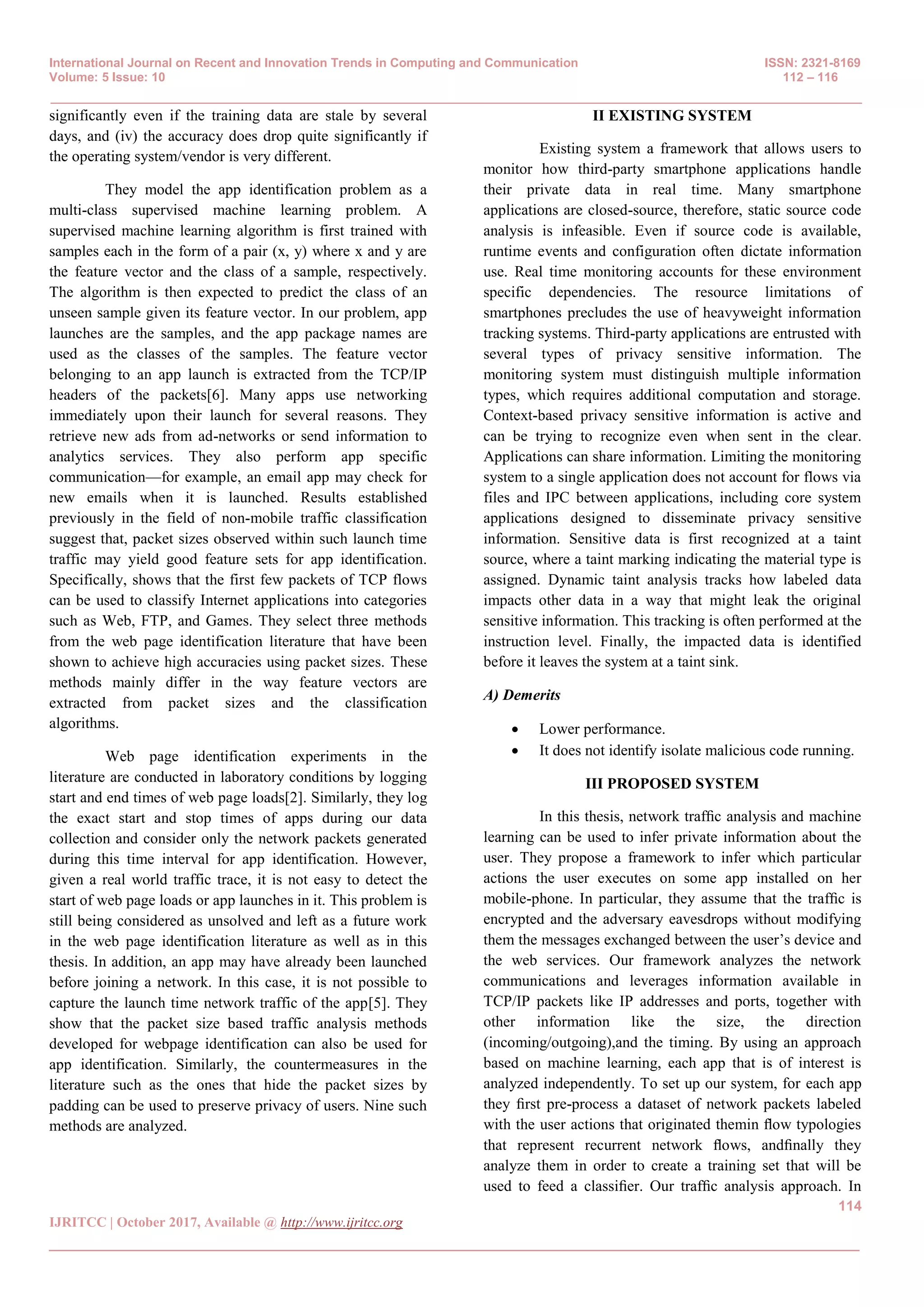 Android Encrypted Network Traffic to Identify User Actions | PDF