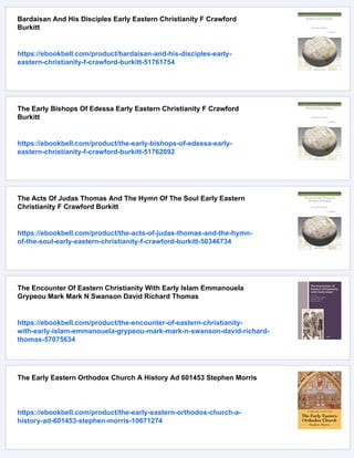 Early Eastern Christianity St Margarets Lectures F Crawford Burkitt | PDF