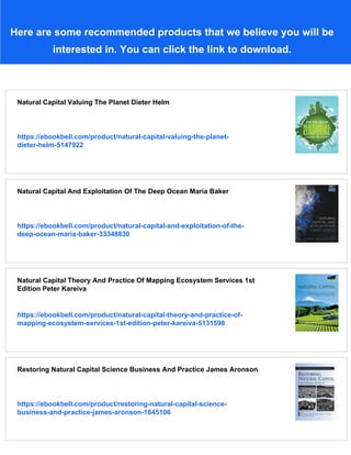 Natural Capital Valuing The Planet Dieter Helm | PDF