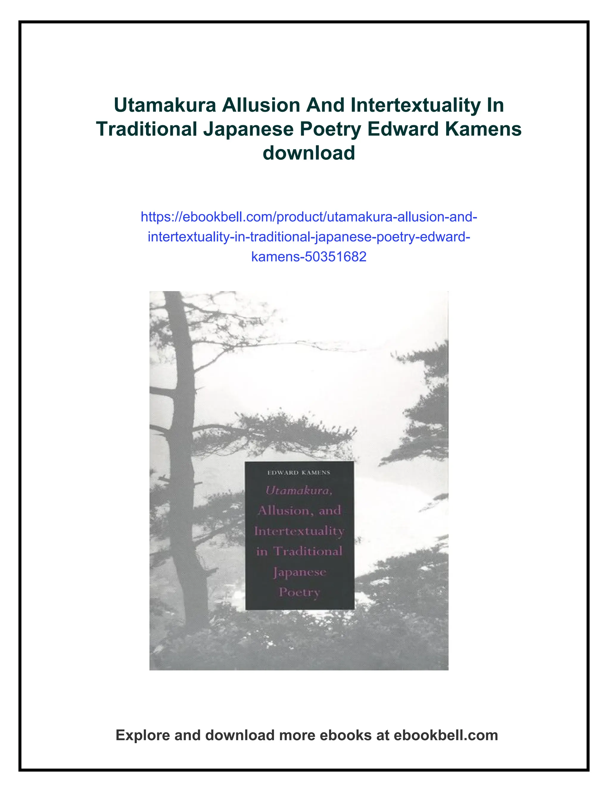Utamakura Allusion And Intertextuality In Traditional Japanese Poetry ...