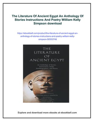 The Literature Of Ancient Egypt An Anthology Of Stories Instructions ...