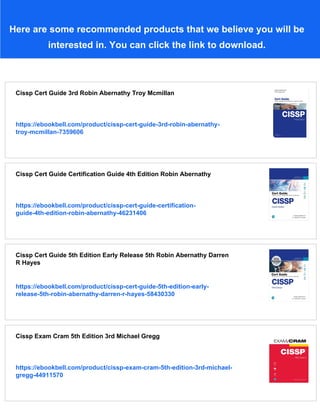 Cissp Cert Guide Fourth Edition Robin Abernathy Darren R Hayes | PDF