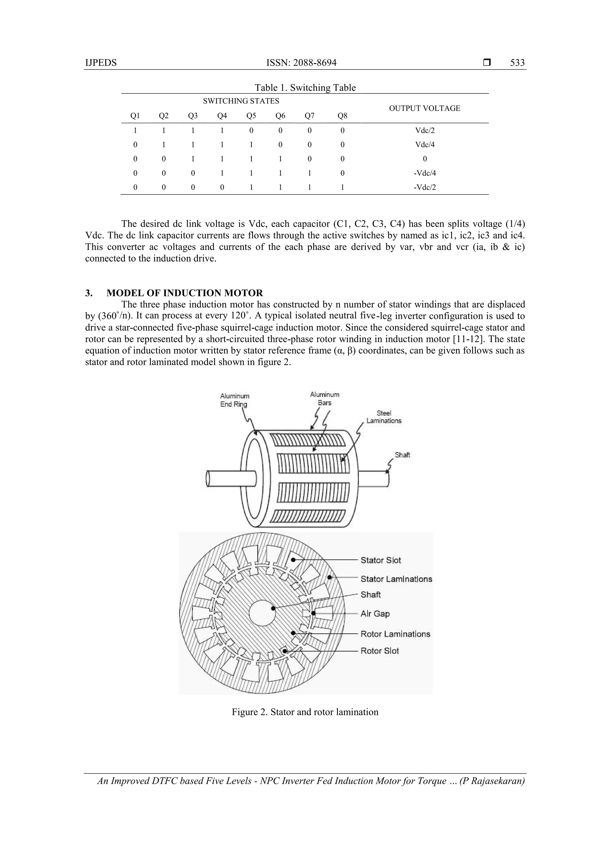 An Improved Dtfc Based Five Levels Npc Inverter Fed Induction Motor
