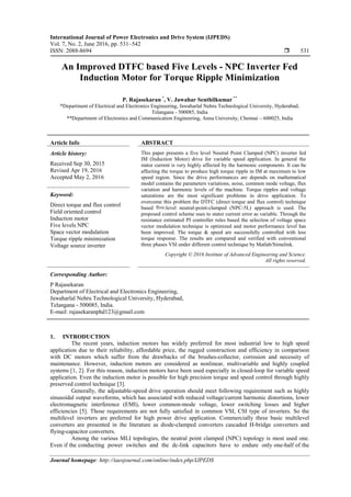 An Improved DTFC based Five Levels - NPC Inverter Fed Induction Motor ...