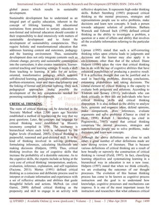 Critical Thinking for Global Peace: A key for Sustainable Development | PDF