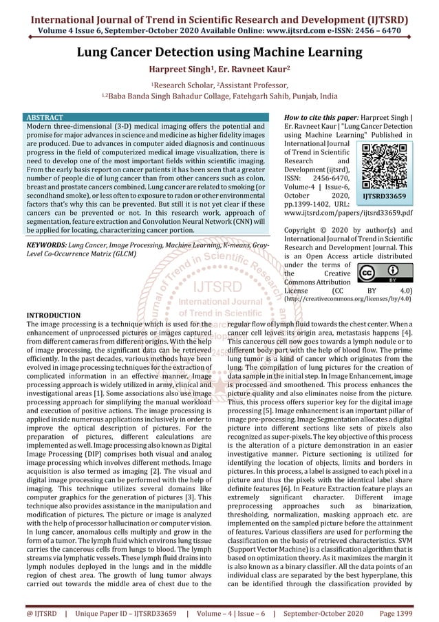 Lung Cancer Detection using Machine Learning | PDF