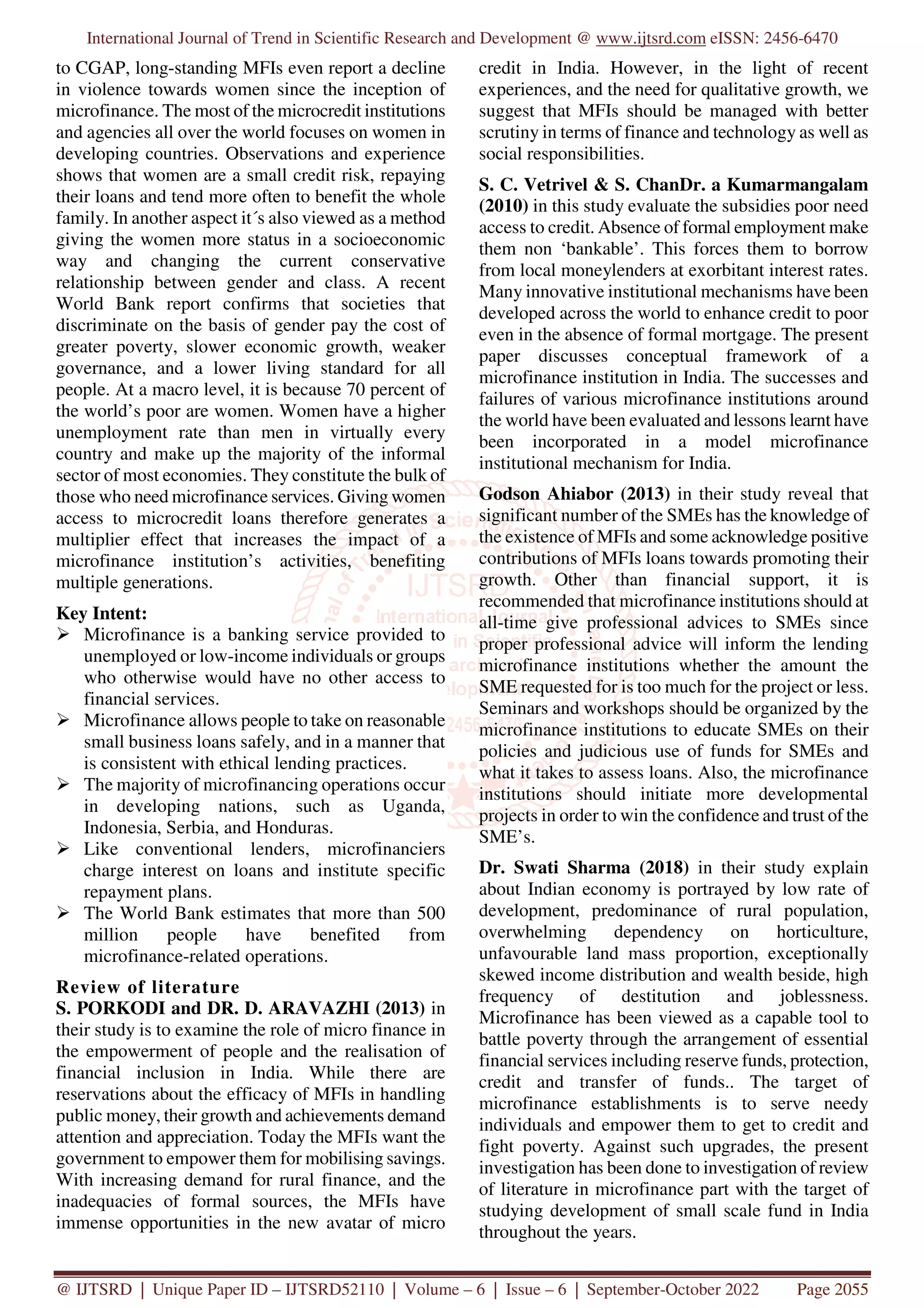 Microfinance for Women Empowerment through SHGs A Review | PDF