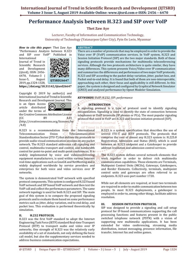 Performance Analysis between H.323 and SIP over VoIP | PDF | Web Conferencing | Computer ...
